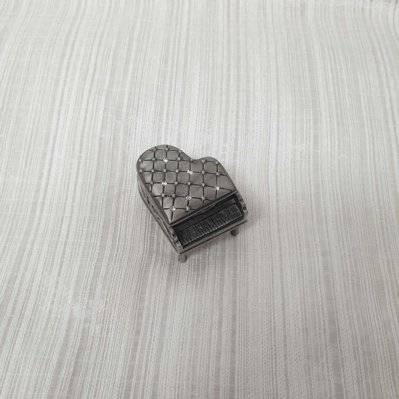 Super Cute Pewter Tone Piano Style Trinket Box With Padded Look /Lid ...