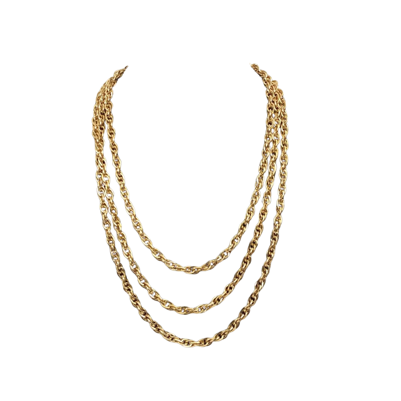 Womens Vintage Necklace Gold Tone Tri Chain (s)