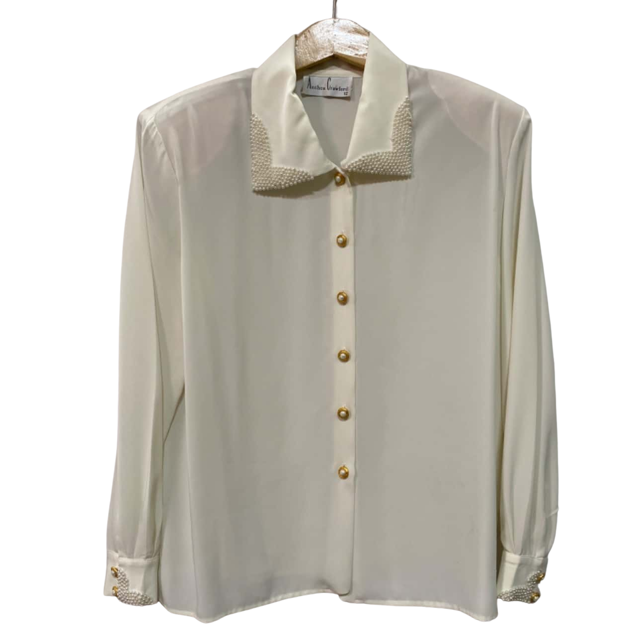 Women’s Anthea Crawford Size 12 Long Sleeve Cream Button Up Shirt(s)