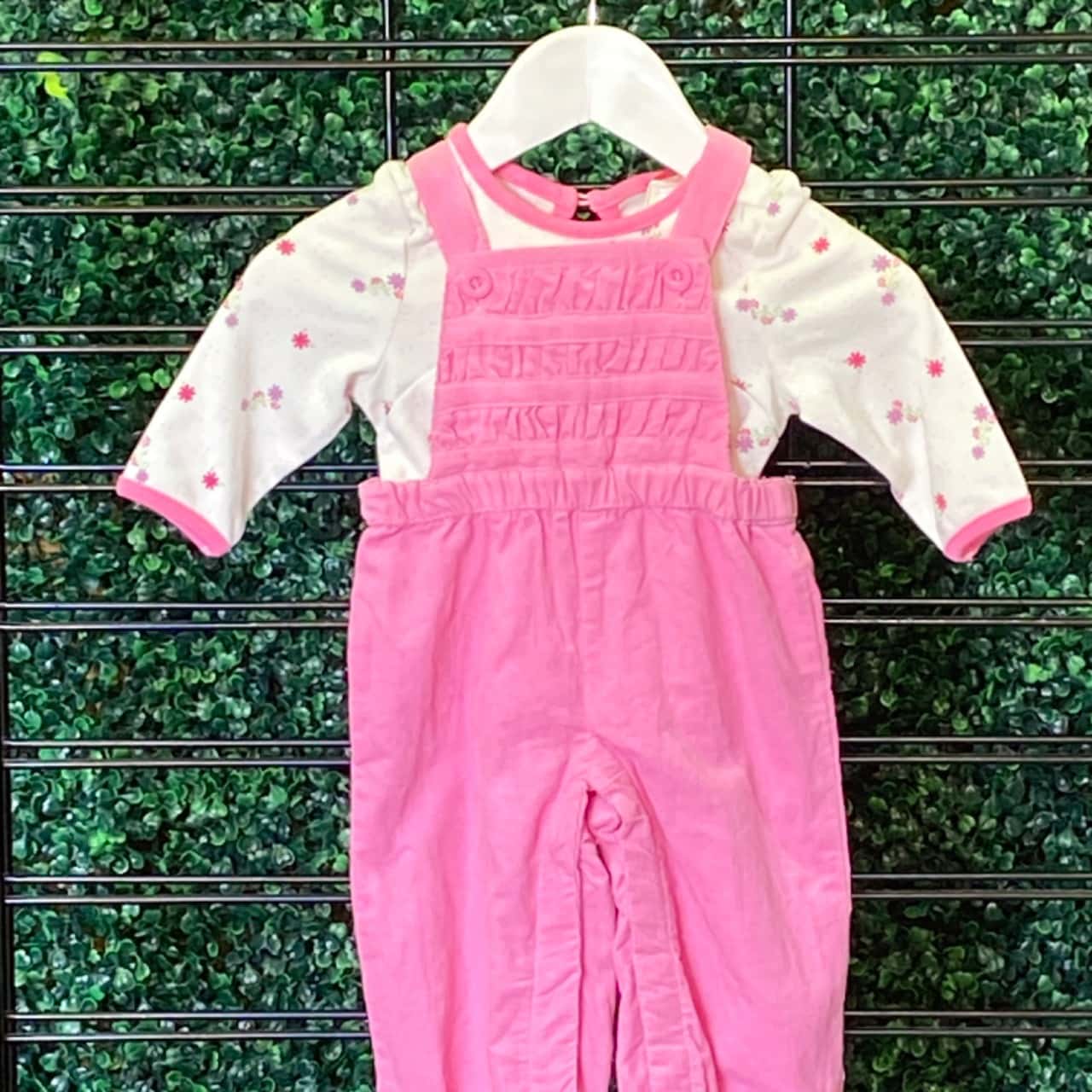 Sprout Kids Size 00 Cream / Pink Overalls