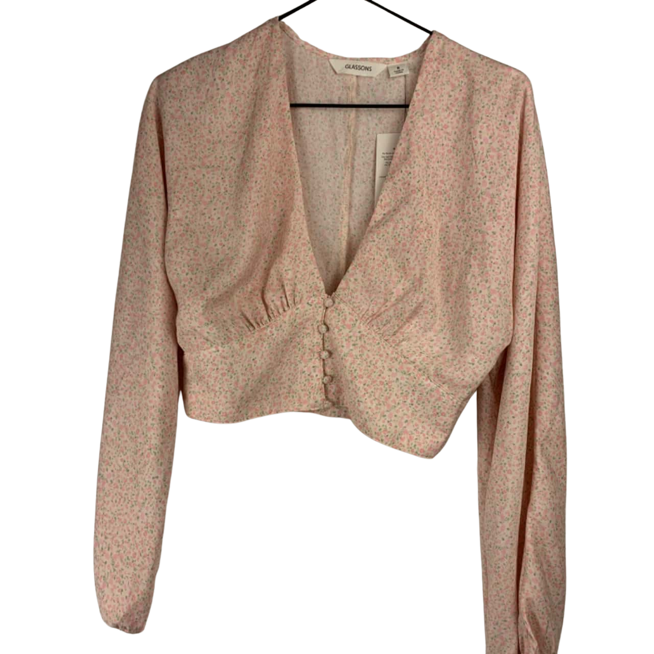 BNWT Glassons Womens Size 8 Cropped Top Floral / Pink -1636373