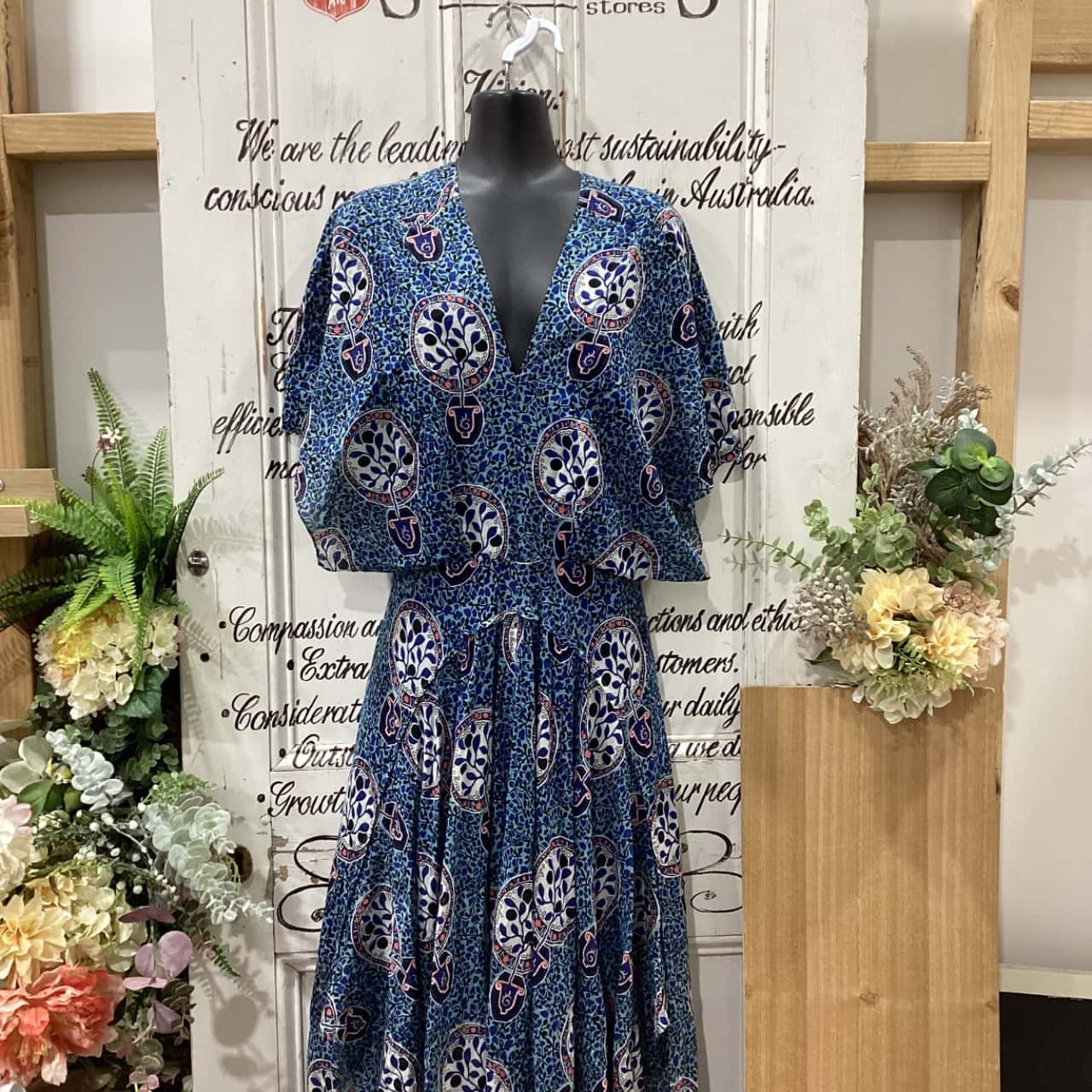 Country Road Brand! V-NECK OPEN-BACK PANEL GATHERED TIERE MIDI DRESS ...