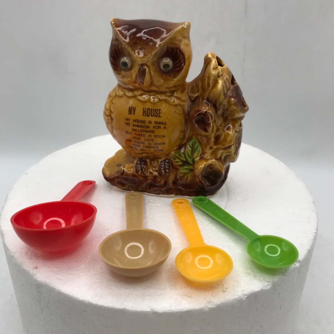 Super Cute Vintage Wobbly Eye Owl Measuring Spoon set Retro Kitsch(s)