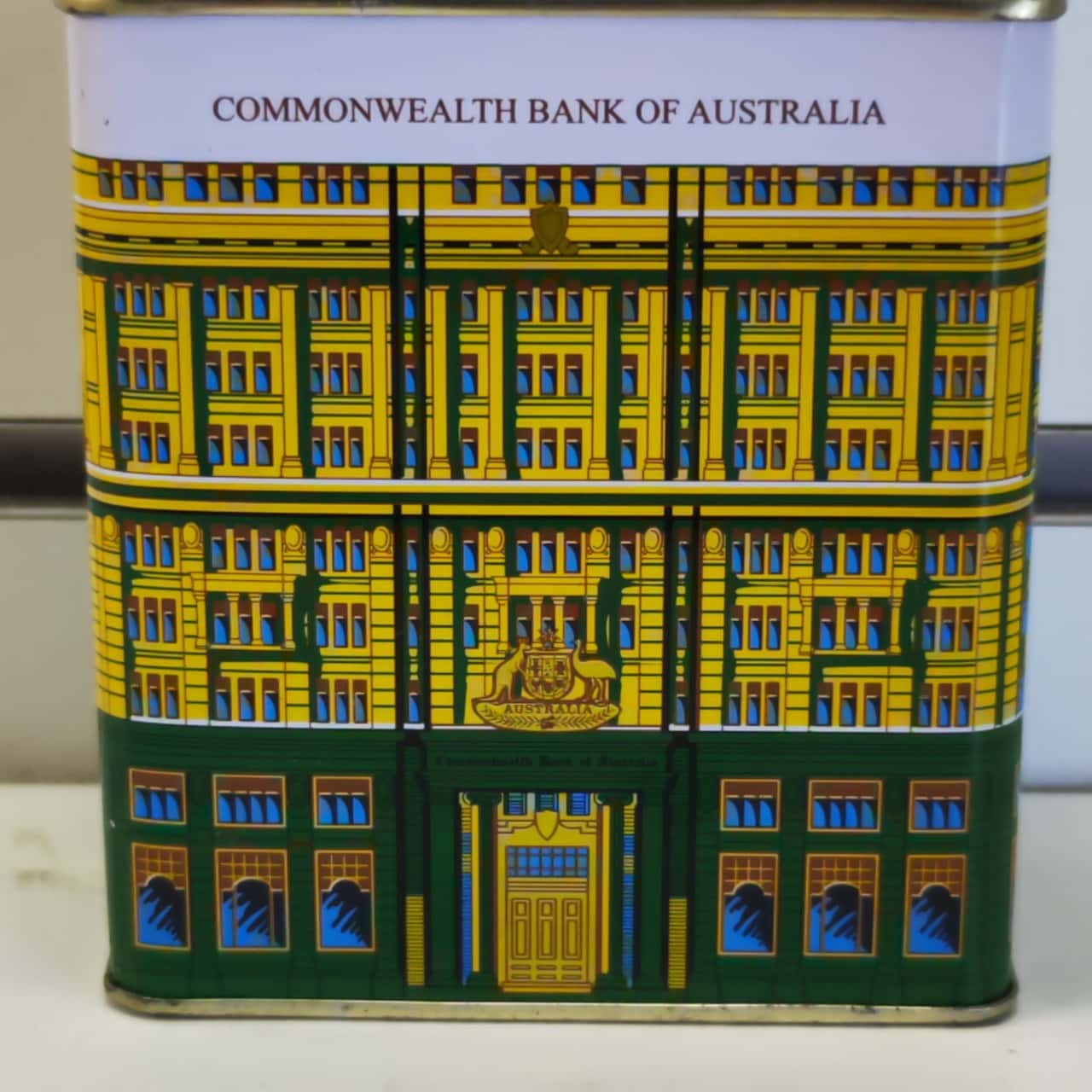 Commonwealth bank Money Tin Green/Yellow (s)