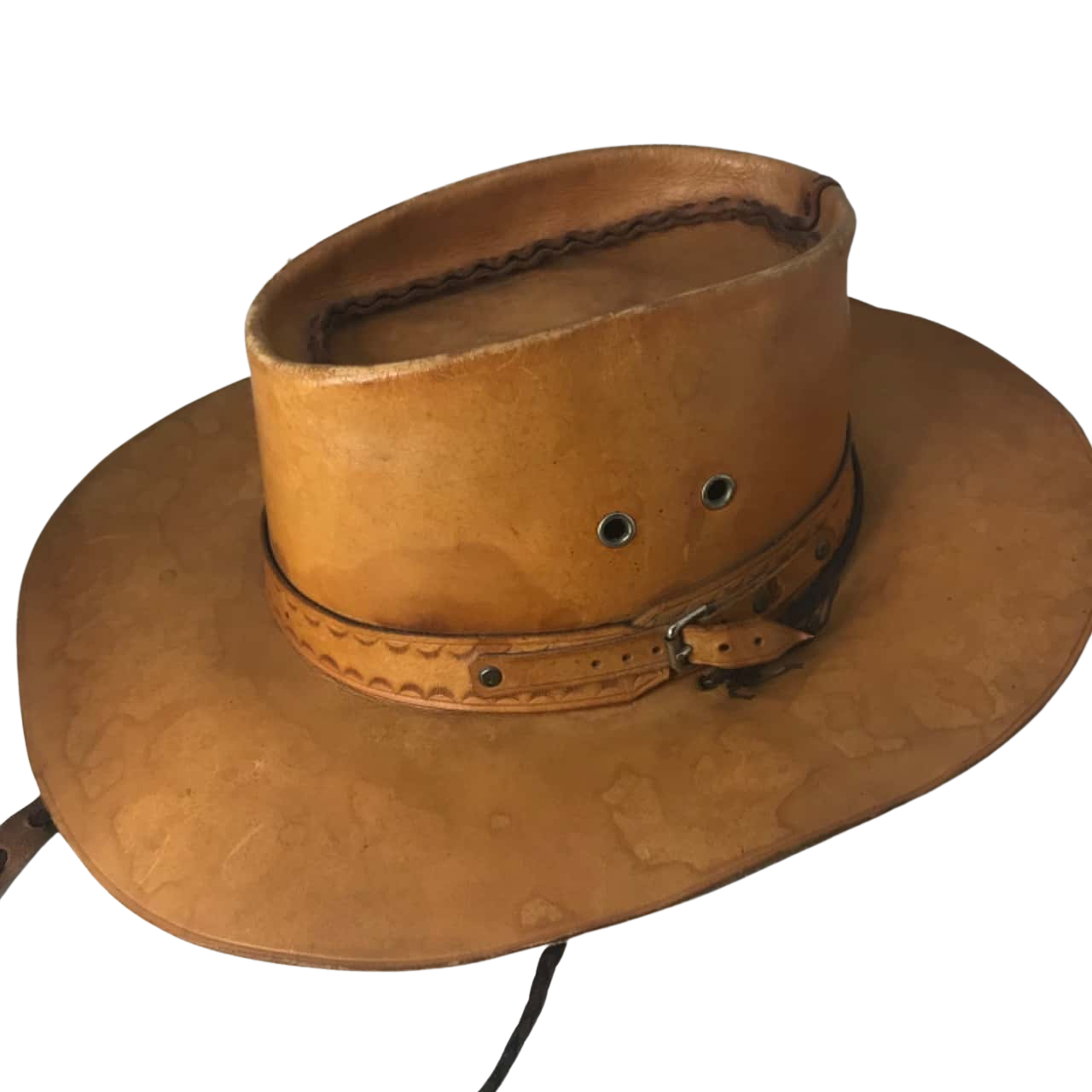 Mens Leather Crocodile Dundee Style Country Hat to fit 56 cm Head(s)