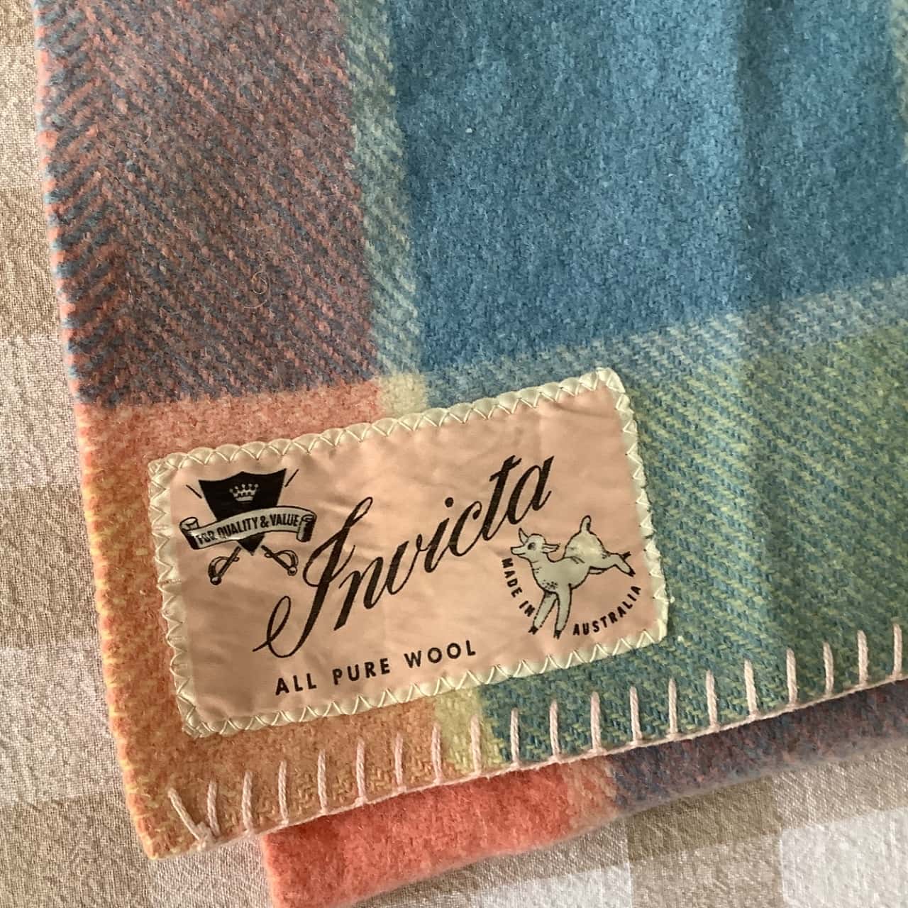 Invicta, All Pure Wool Single Bed Vintage Blanket.