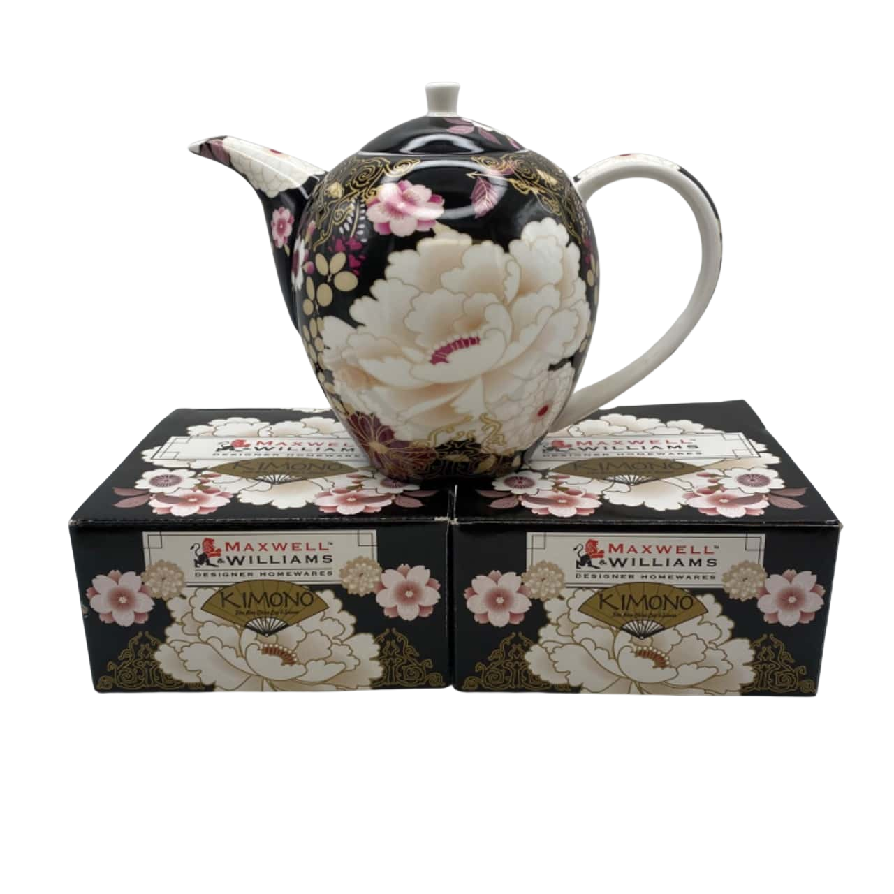 Maxwell & Williams Kimono Teapot & 2 Cups with Saucers(s)