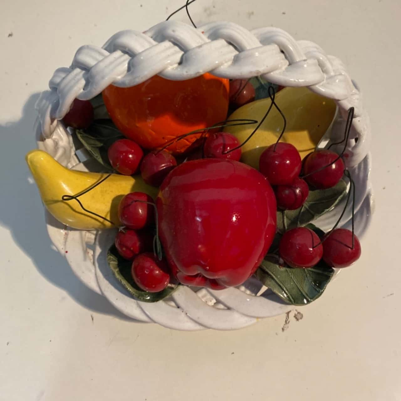 Vintage Ceramic fruit basket centerpiece