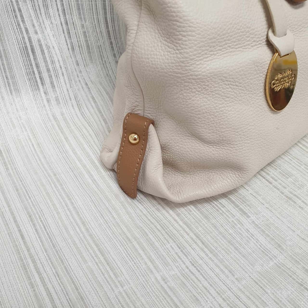 Colorado Gorgeous Cream & Brown Leather Coach Style Hand Bag - RRP $169 ...