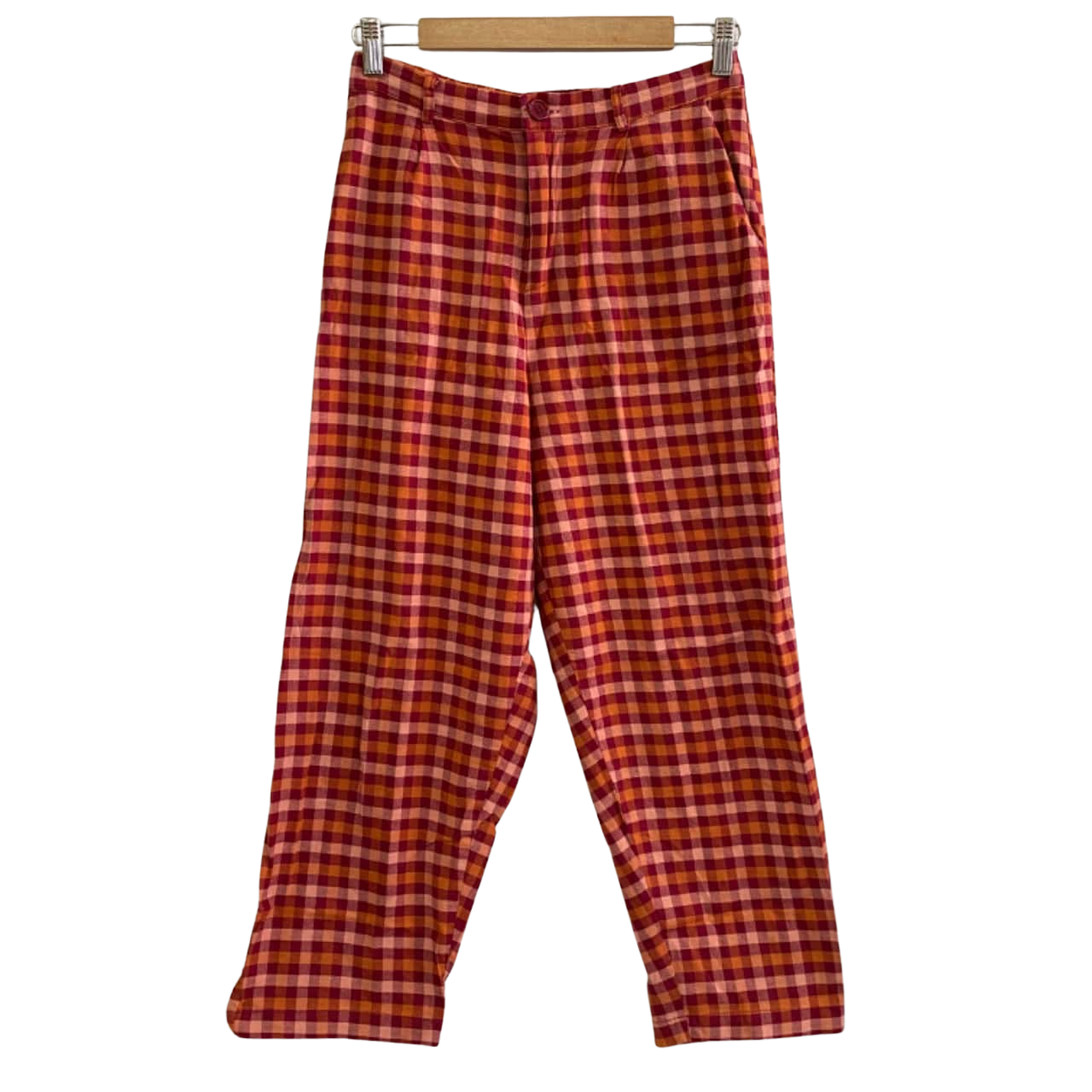 Princess Highway Womens Pants Size 10 Checked Orange Pink S