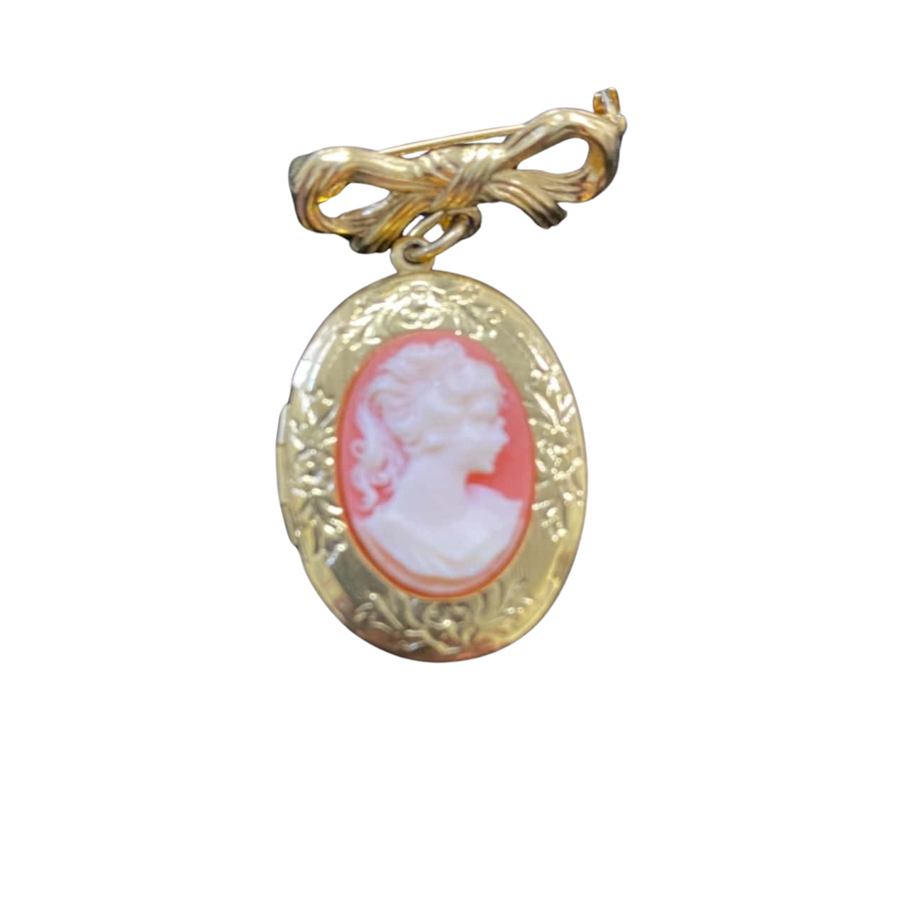 Vintage Cameo locket Womens Brooch Beige / Cream / Gold (s)