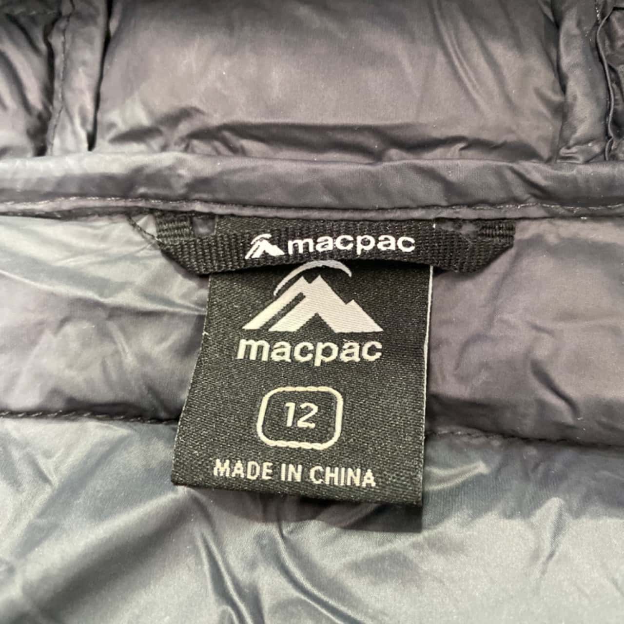 Women’s Macpac Size 12 Black Ultra Light Long Hooded Puffer Jacket