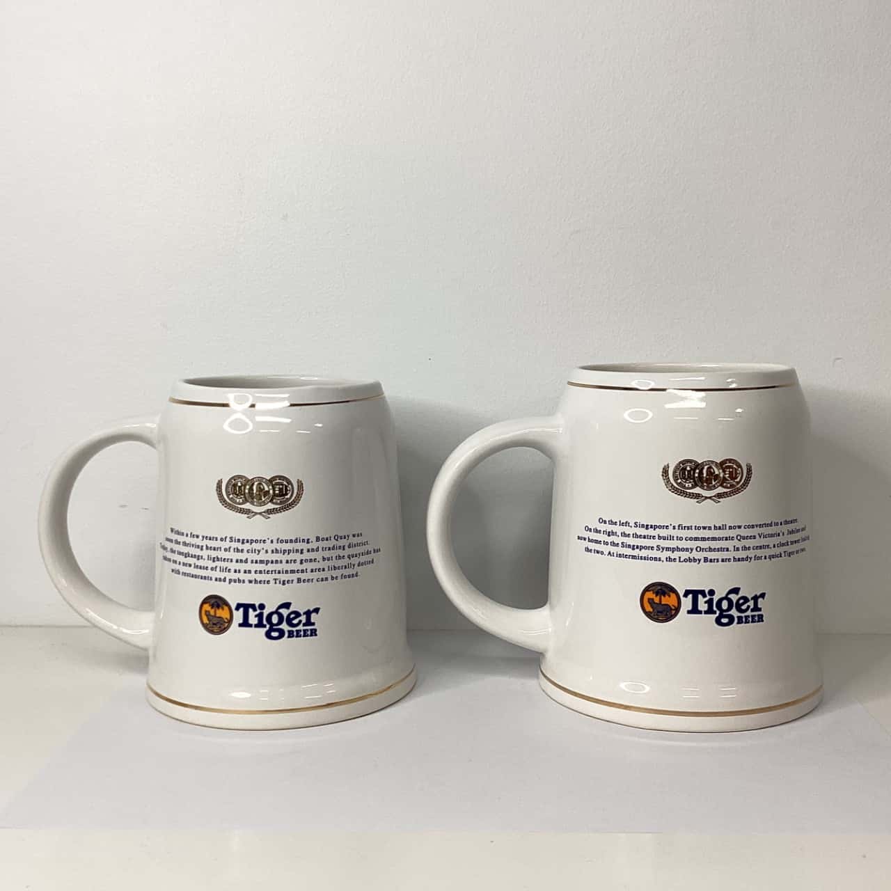 Tiger Beer rare collectible ceramic style beer mugs X2