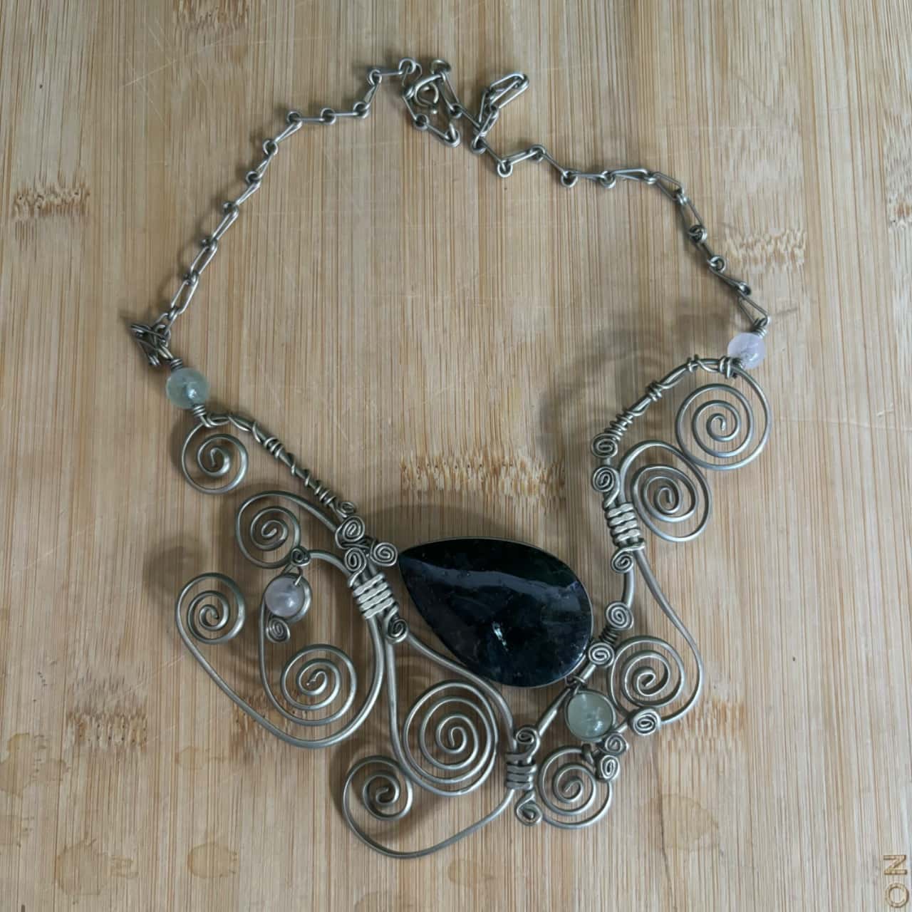 Aztec Style Swirl Statement Necklace With Black Detail