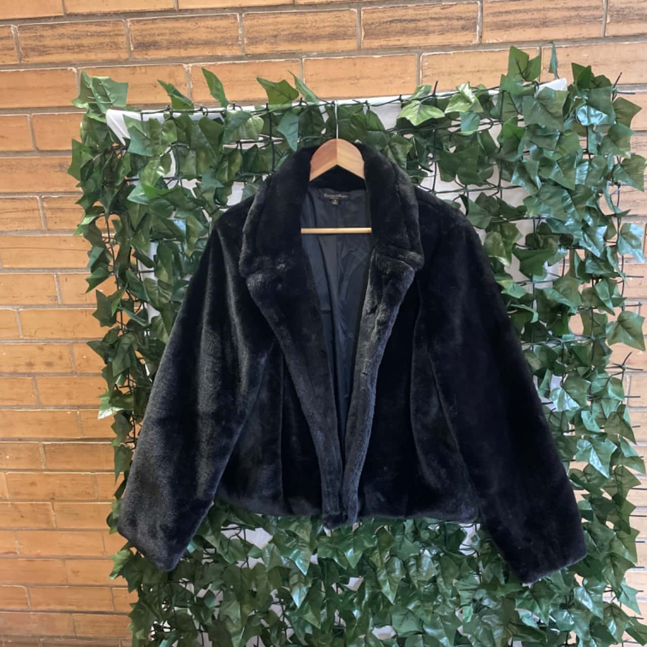 Caroline Morgan Womens Size 16 Faux Fur Jacket Black (s)