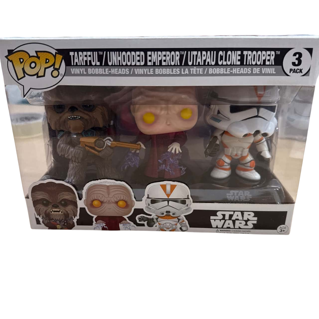 Funko Pop! Vinyl: StarWars-3Pack -Tarfful,Unhooded Emperor, Clone ...