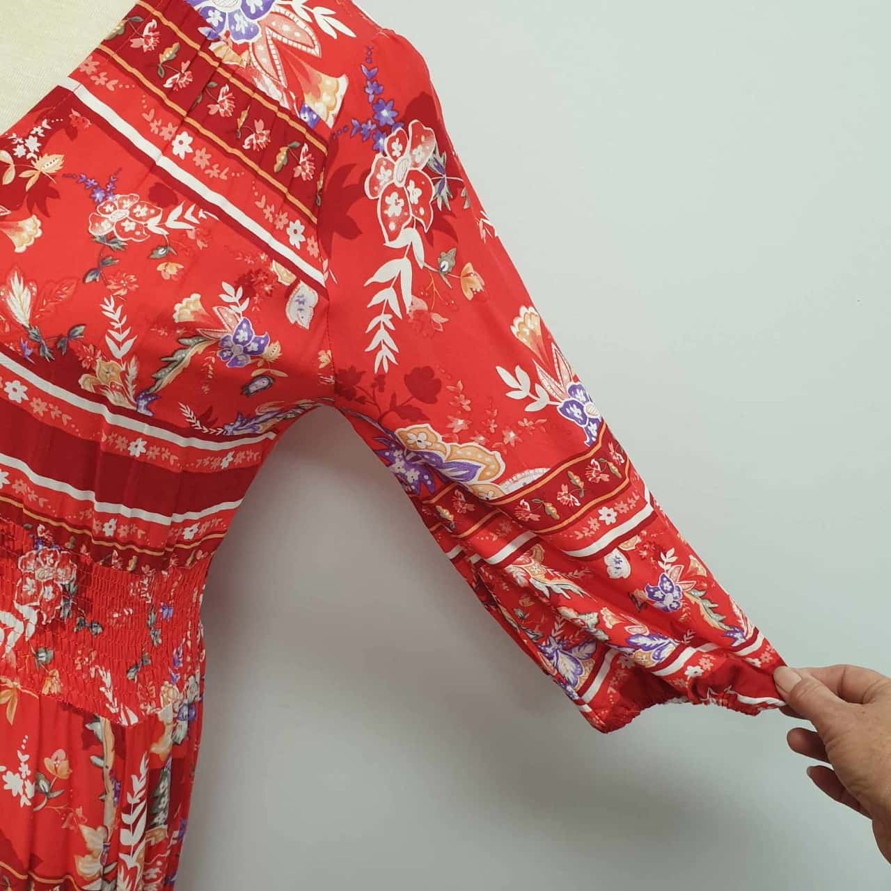 Jaase Gorgeous Classy Look Red Floral with Elastic Waist Detail Midi ...