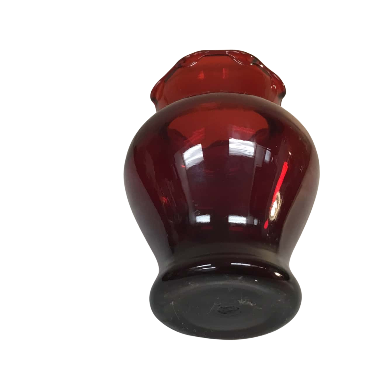 Vintage Red Glass Ruffle Top Approx 10cm high