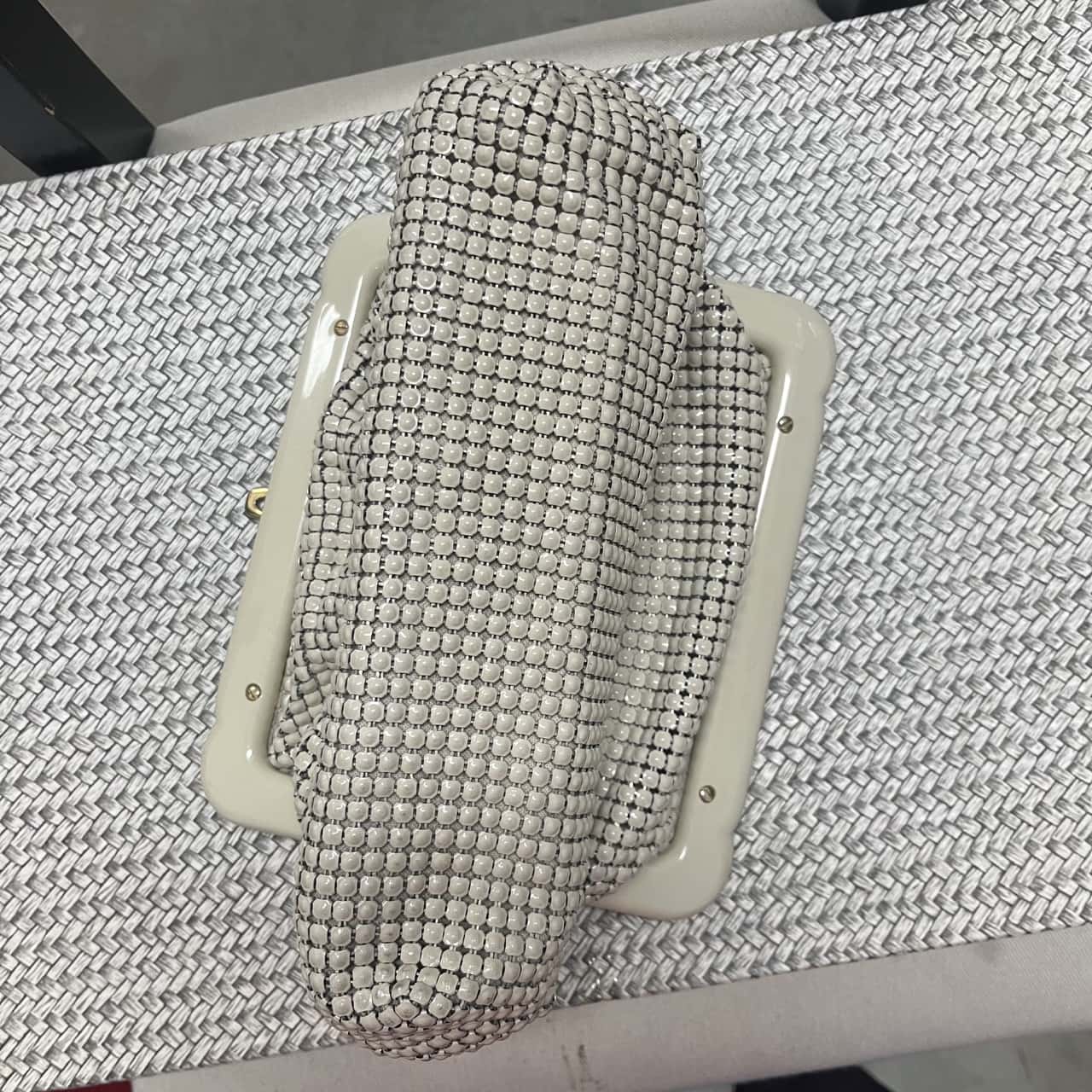 Glomesh Womens Clutch White - Brass Metal mesh bag - immaculate ...