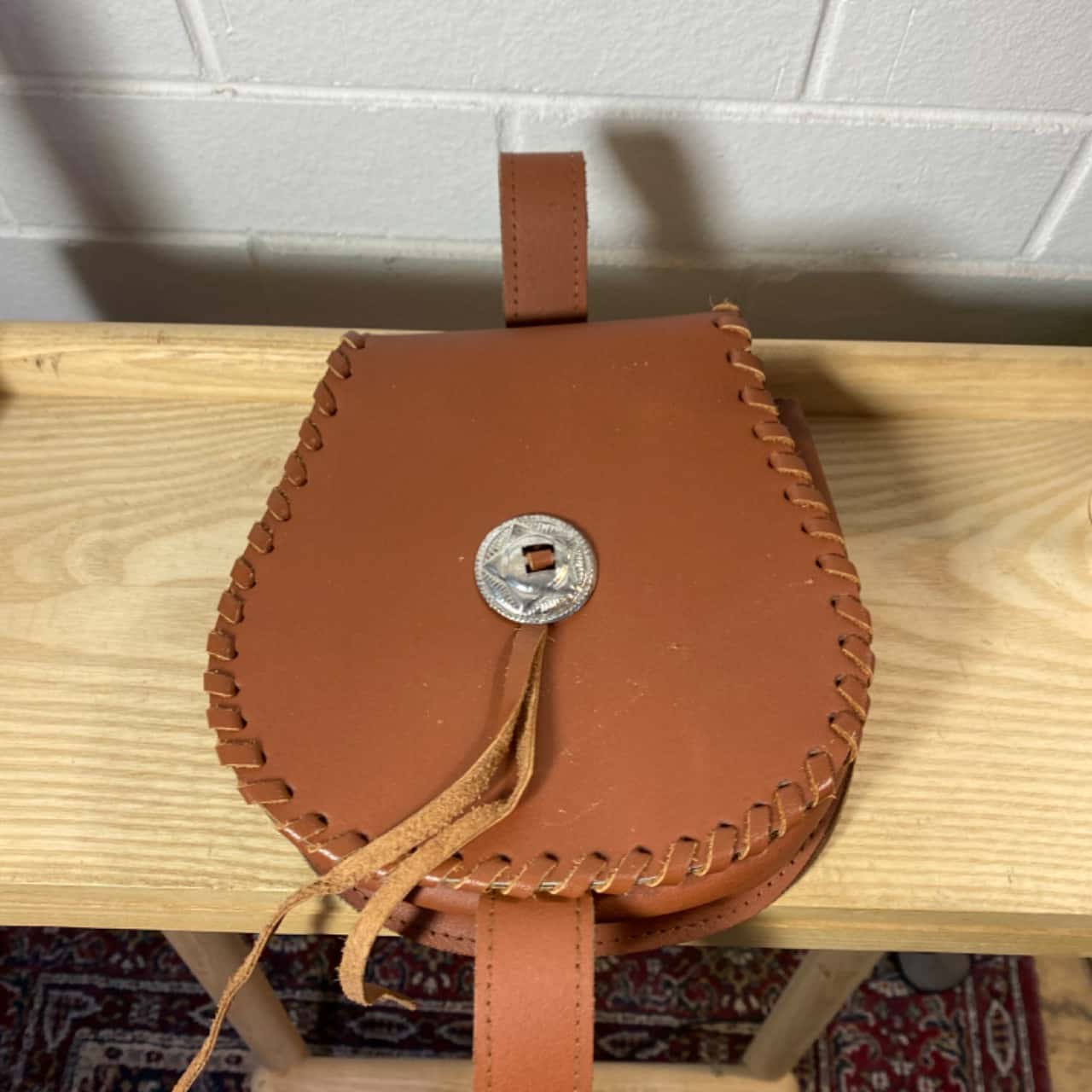 Woven Womens Leather Belt Satchel Brown (s)