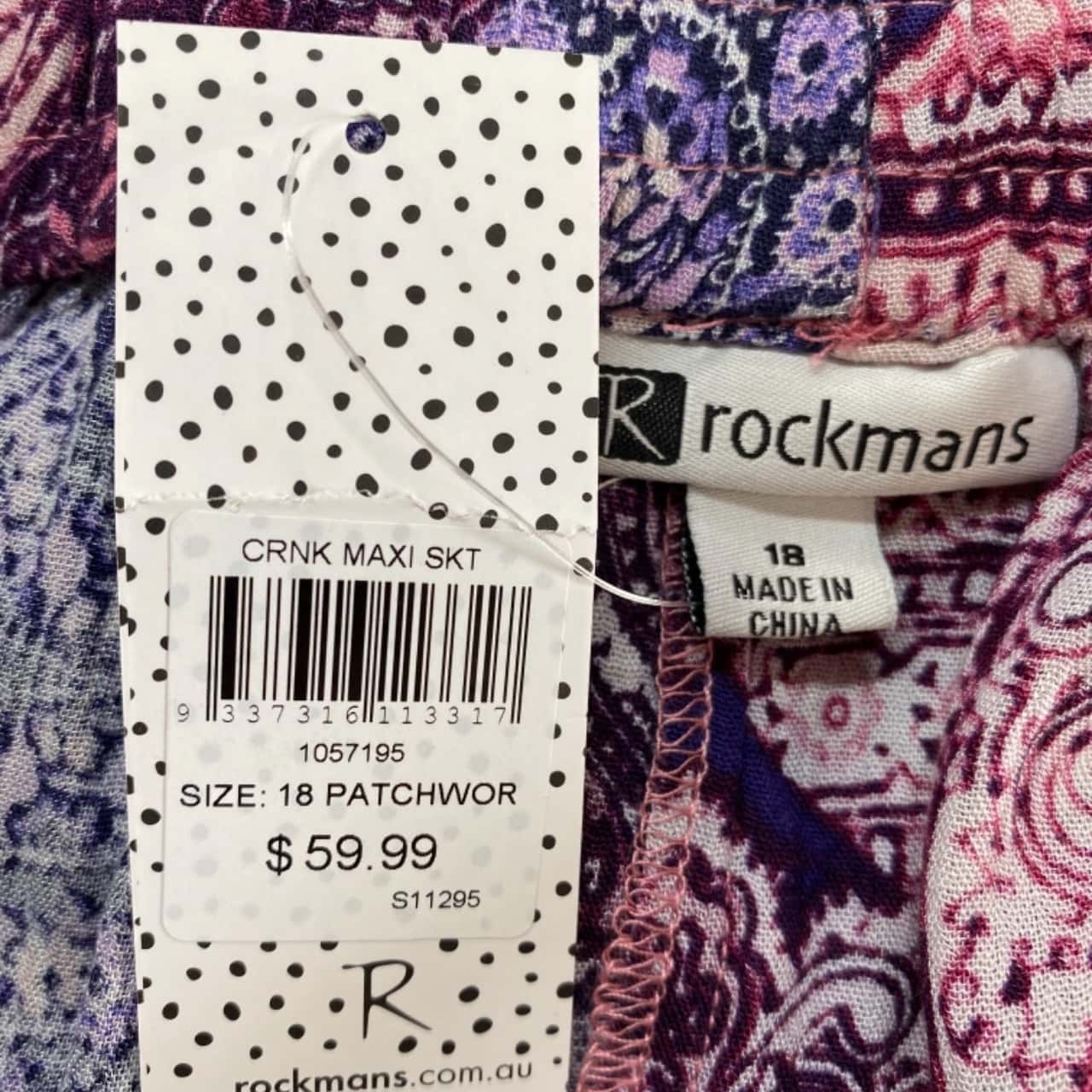Rockmans Womens Size 18 Maxi Blue / Pattern / Pink skirt (s)