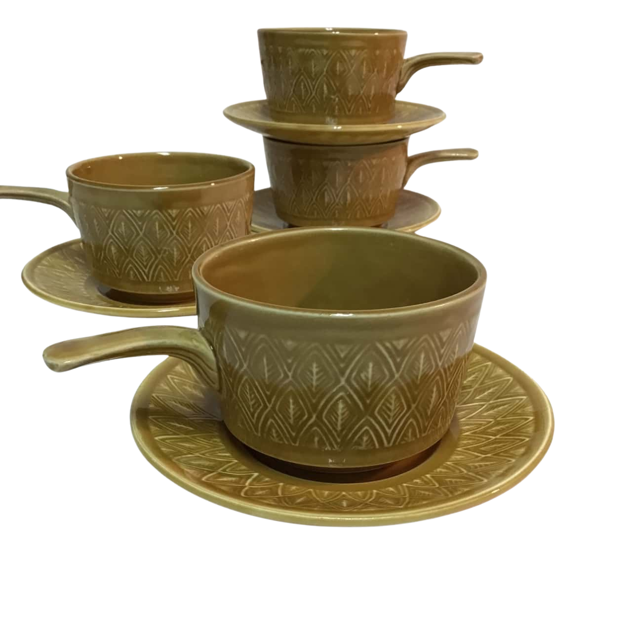 Set of 4 Retro Soup Bowls and Saucers(s)