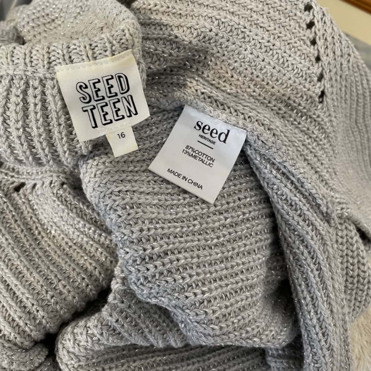 Seed Teen Size 16 Cutout Shoulder Jumper Grey / Silver