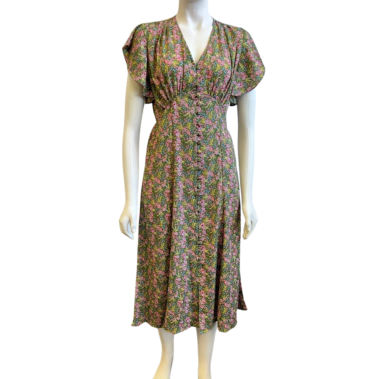 BNWT Leoni Womens Size XL Vera Short Sleeve Dress Green Floral (s)