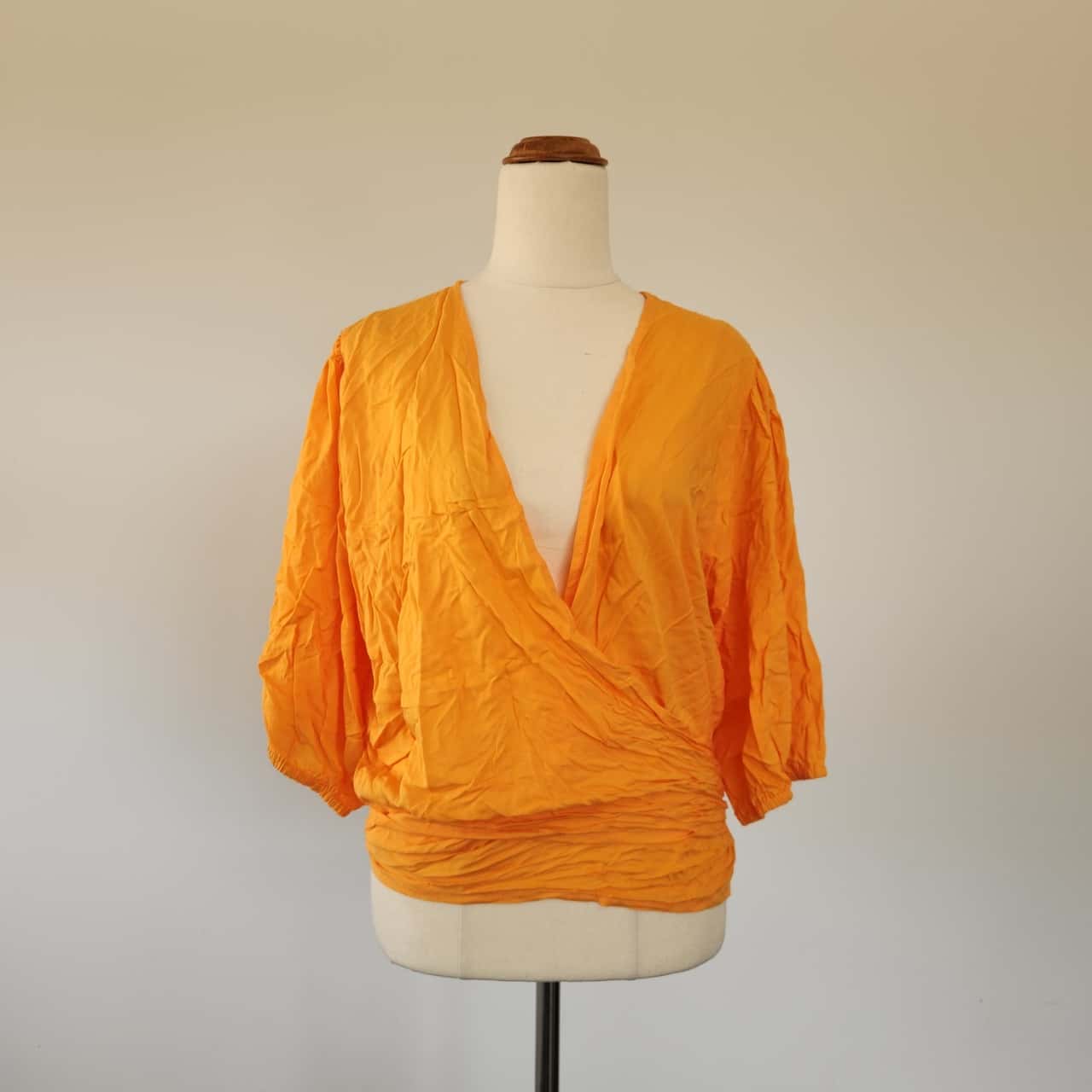 Saffron Road Yellow Wrap Top Size 10 / 2 / M (s)