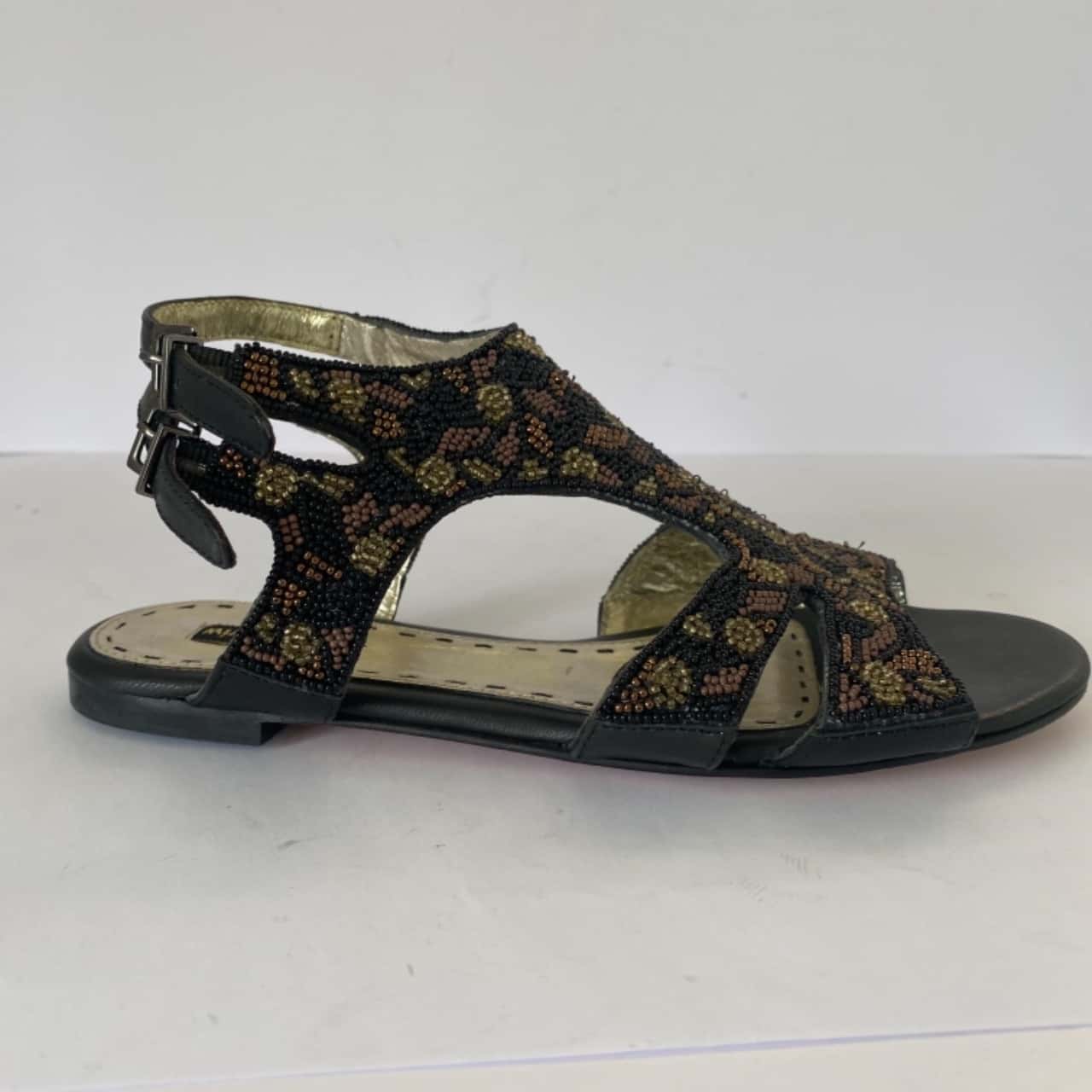 Mimco Beaded Sandals Black / Multi Size 37 / 6 (s)
