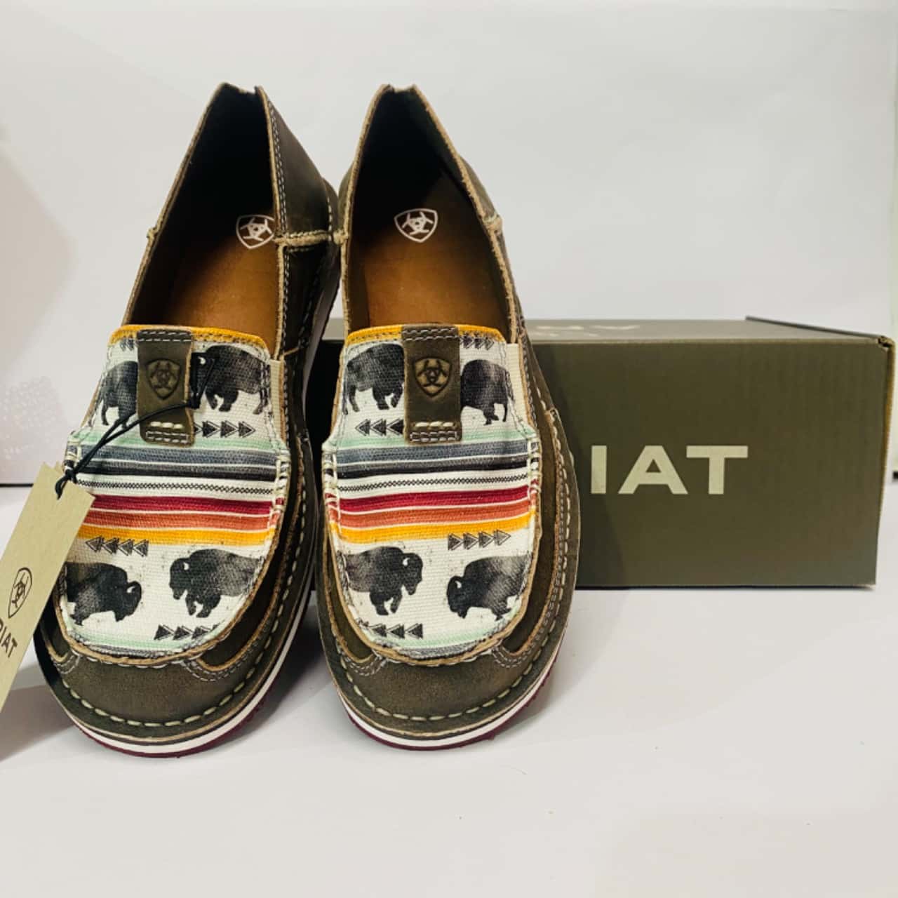 ARIAT Leather Cruiser Shoe Brown Buffalo Print Size 40 (s)