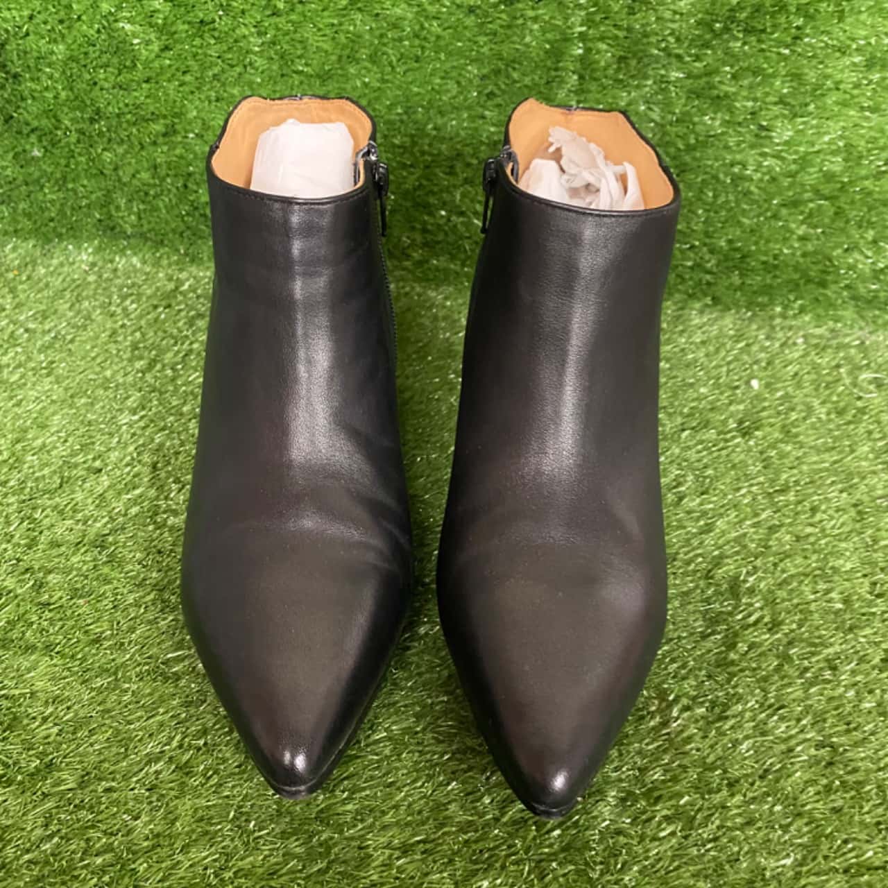 Bared Black Leather Ankle Boots Size 38 (s)