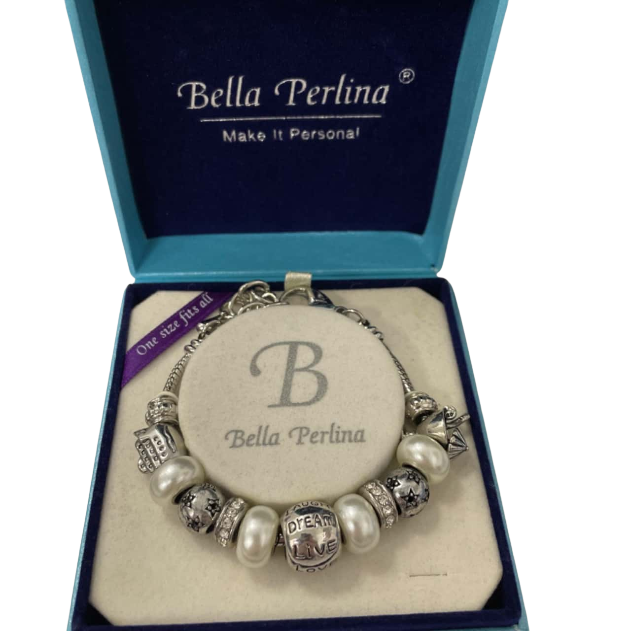 Bella Perlina Womens Charm Bracelet Silver (s)