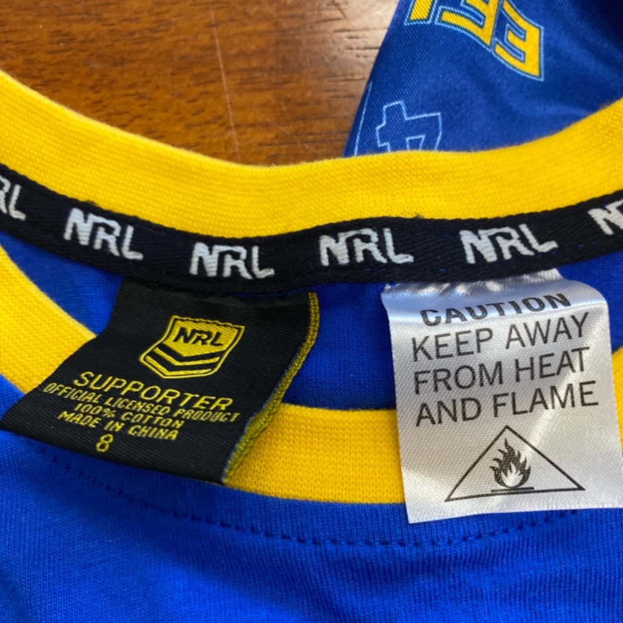 NRL Kids Size 8 Sleepwear Set Blue / White / Yellow