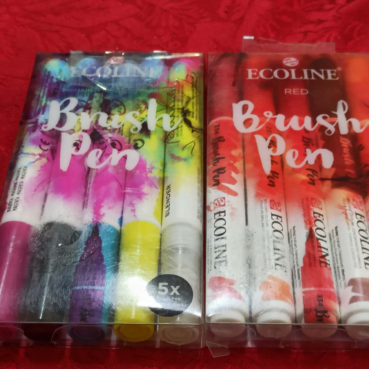 Ecoline Brush Pens Pastel & Red packs. Both like new in Pack. (B18)(s)