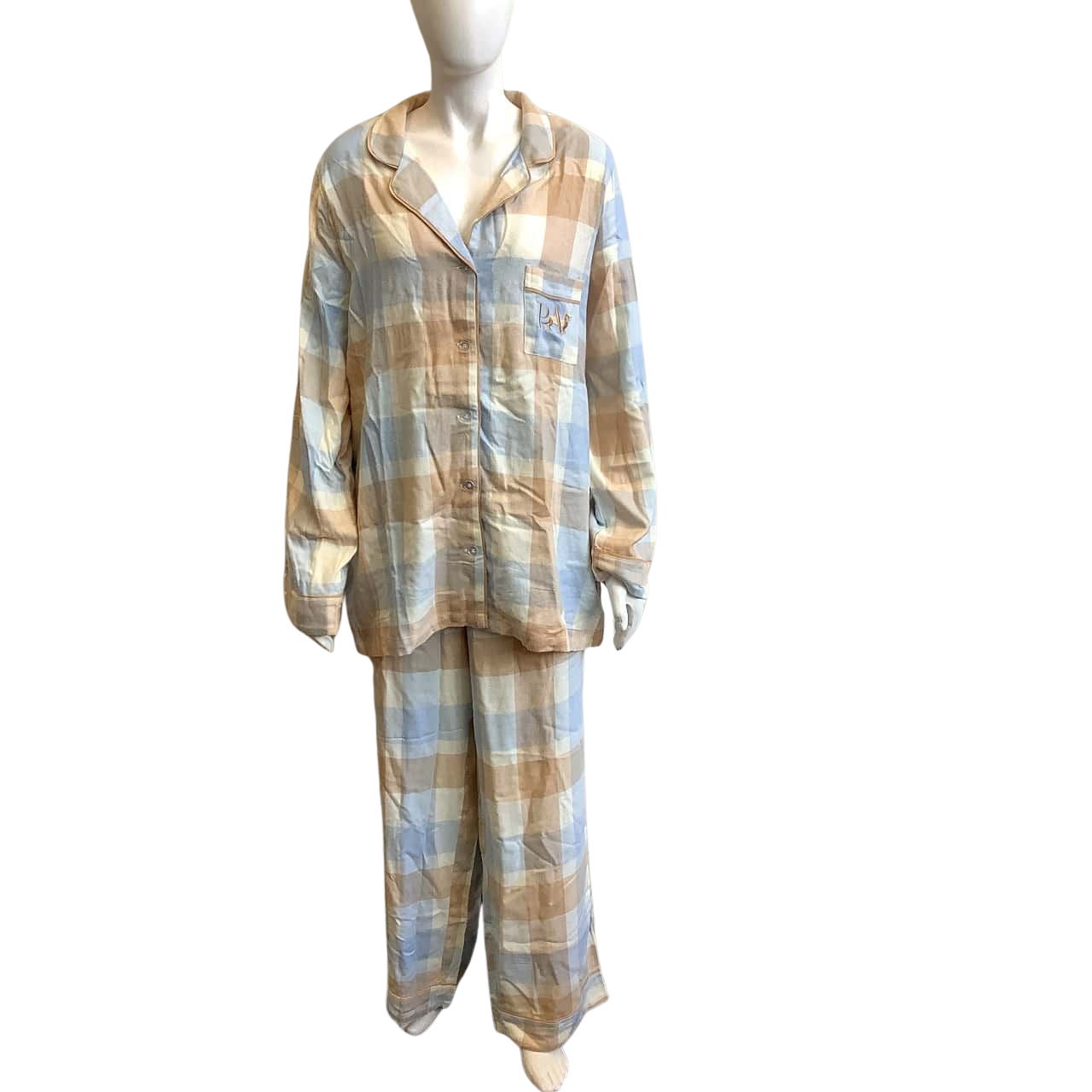 BNWT Peter Alexander Women's Size XXL Bamboo Flannel PJ Set Blue Check ...