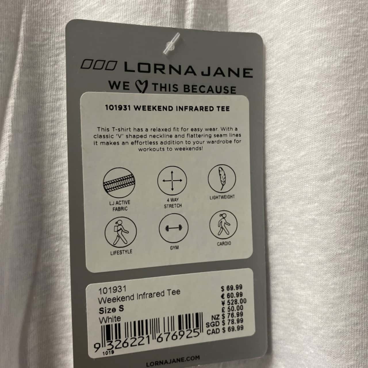 Lorna Jane Womens Size S White tee new (s)