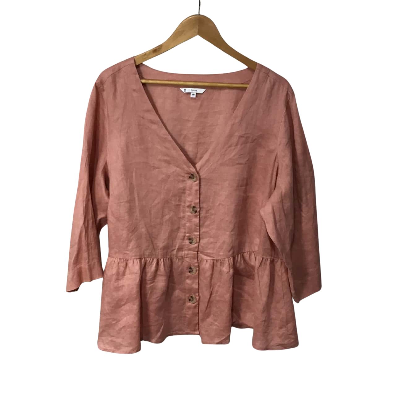 Target Curve Womens Size 18 Dusty Pink Linen Button up 3/4 Sleeve Top (s)