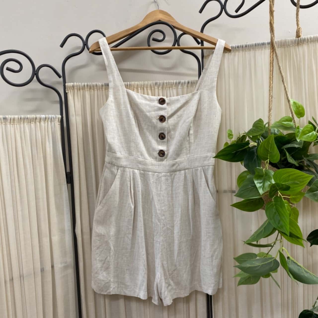 Dotti Women's Size 12 Linen Blend Playsuit Natural - New With Tags(s)