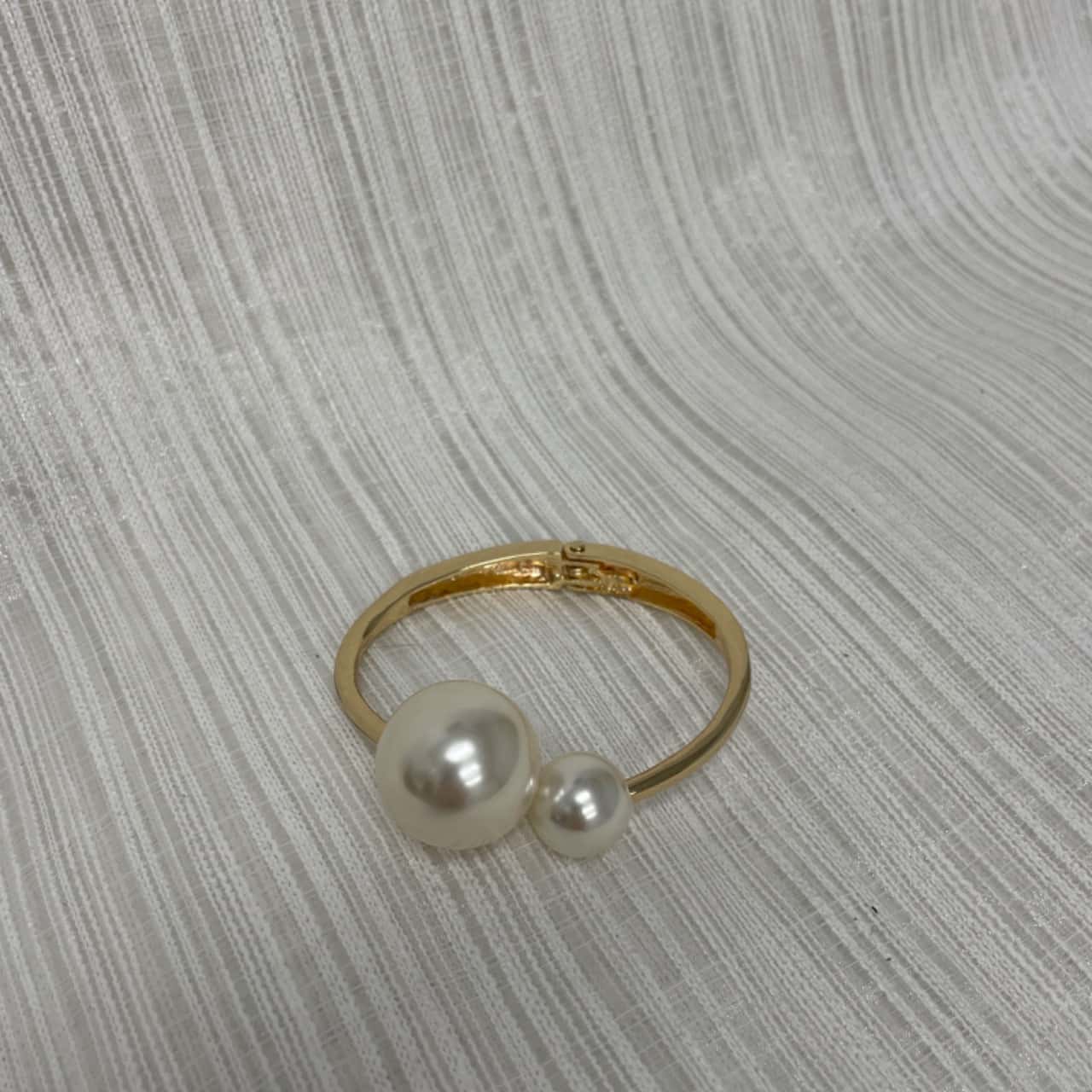 Womens Large Pearl Detail Spring Form Gold Coloured Bangle Style ...