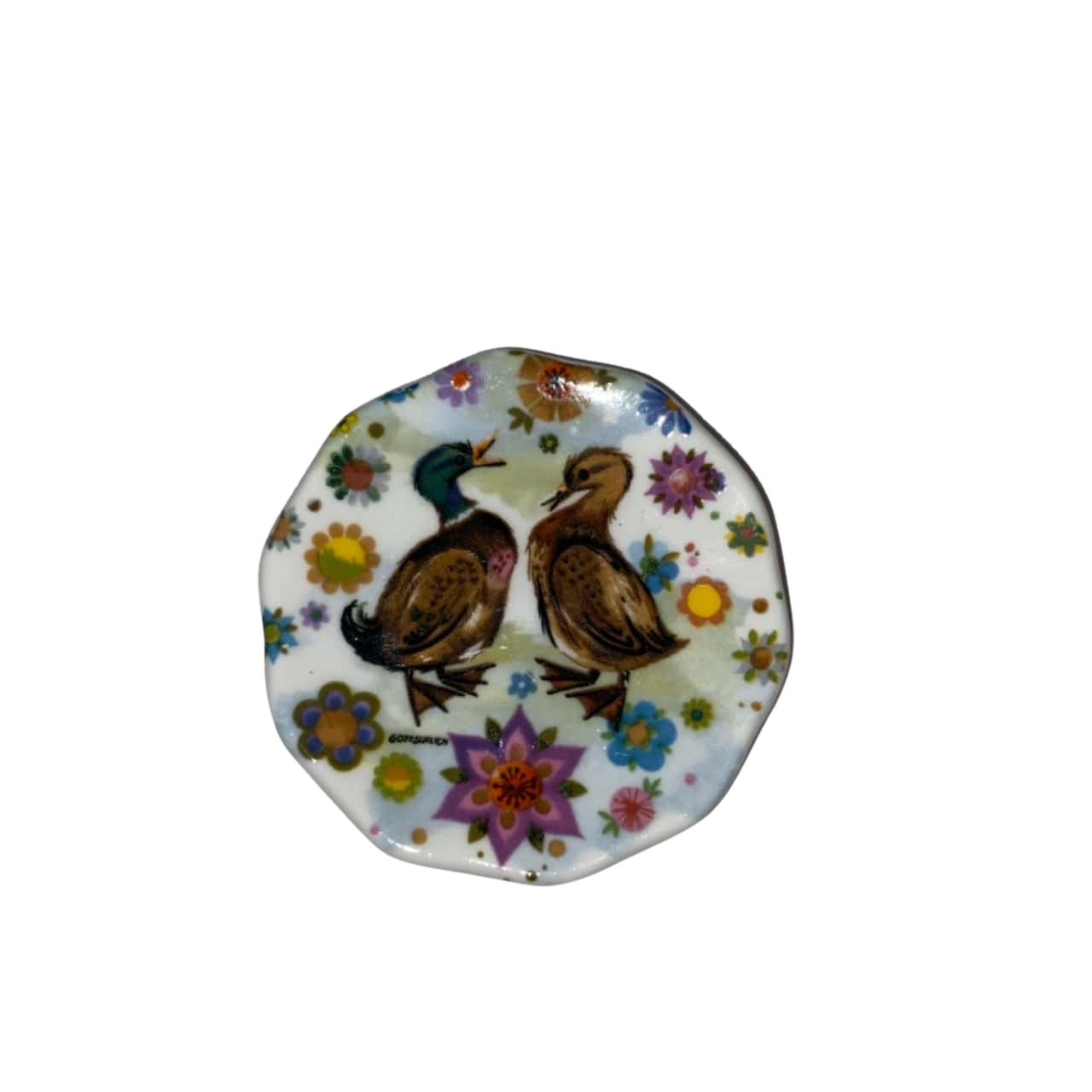 Miniature Wild Duck Plate Made By Fenton China Company