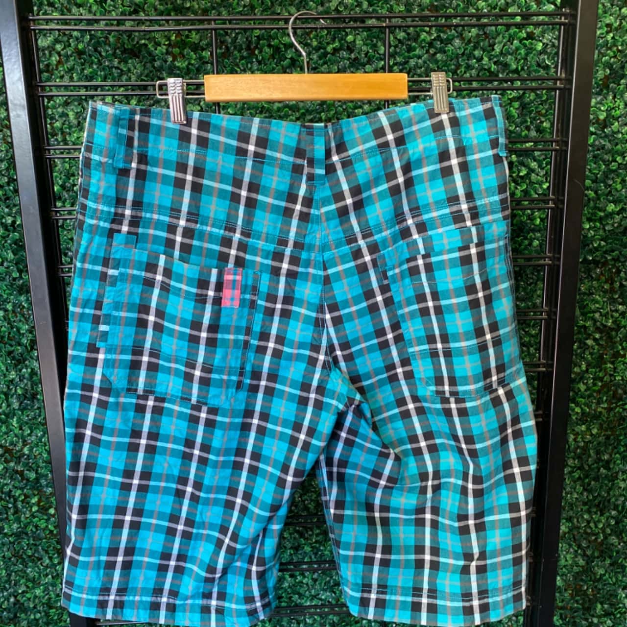 David Smith Mens Size 38/97R Aqua / Checked