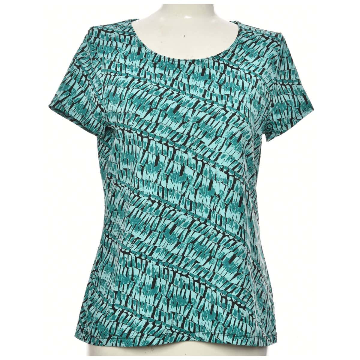 212 Collection Women's Size L Short Sleeve Top Green Pattern (s)