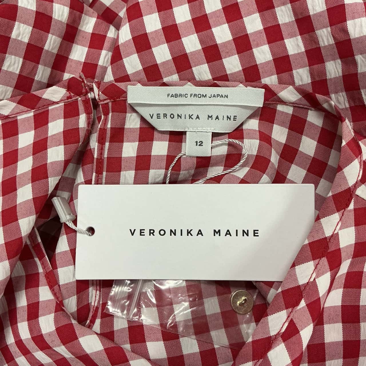 Veronika Maine Womens Size 12 Blouse Red/ White