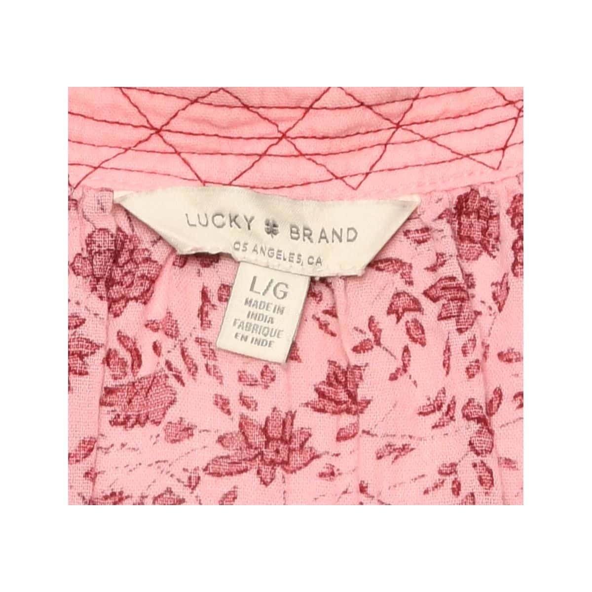 Lucky Brand Womens Size L Long-Sleeved Pink & Red Printed Top(s)