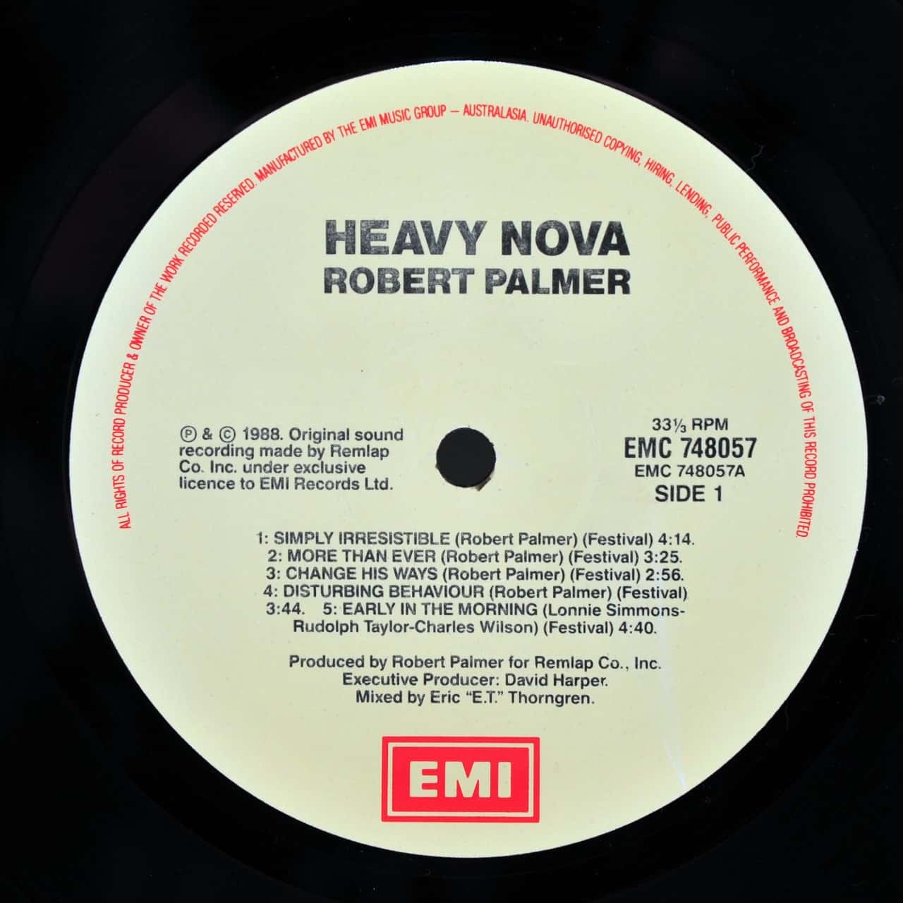 12" Vinyl Record - Robert Palmer Heavy Nova - Released 1988