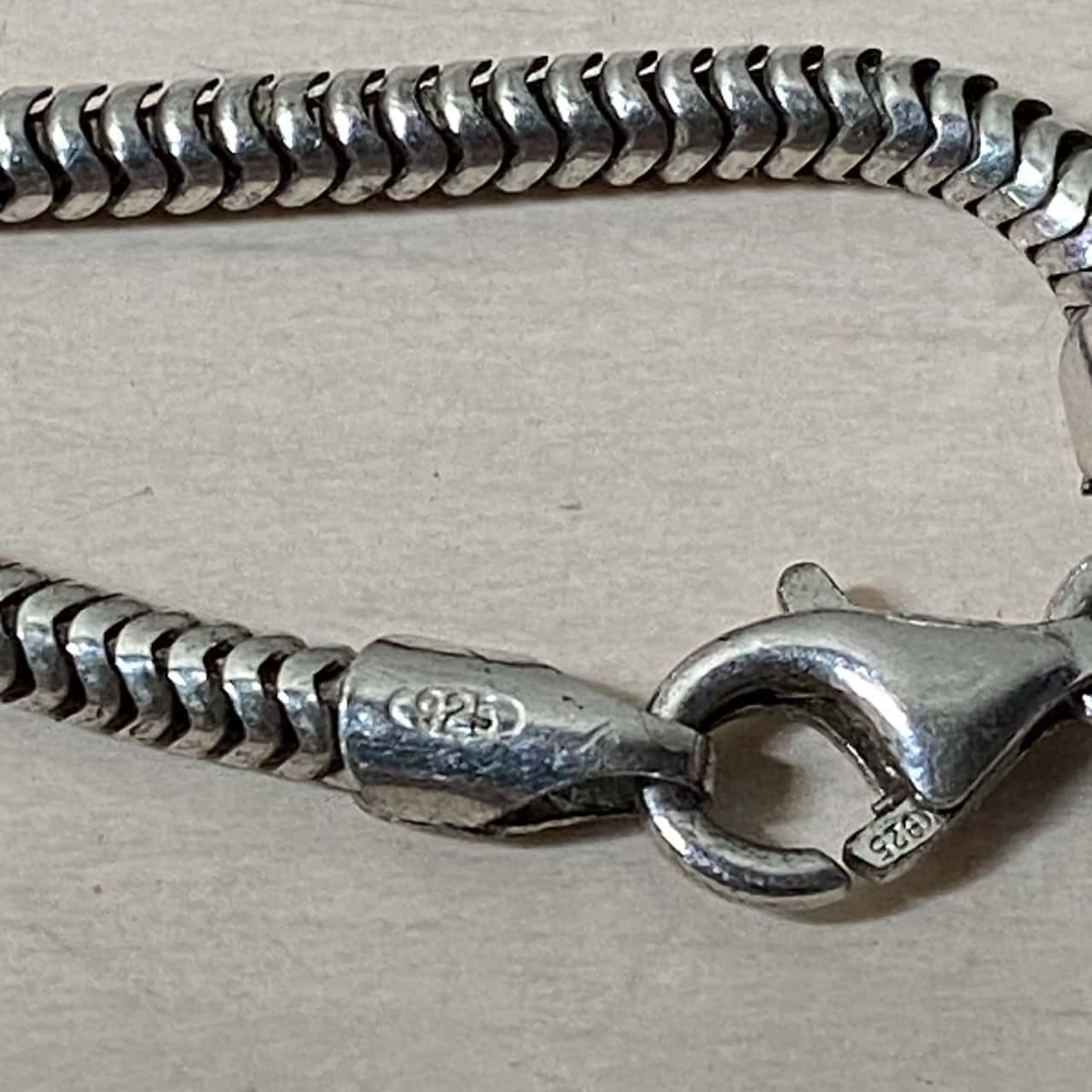 Silver Snake Chain Lady Bug Necklace 925