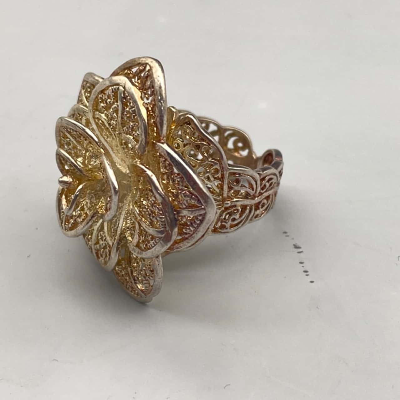 Sterling Silver Filigree Ladies Dress Fashion Ring