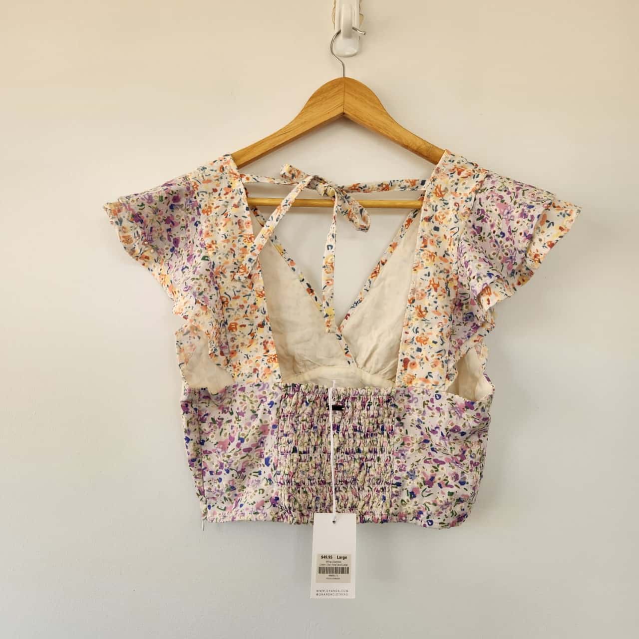Ghanda Cream Char Floral Broderie Crop Top Size 12 / L (s) - New With ...