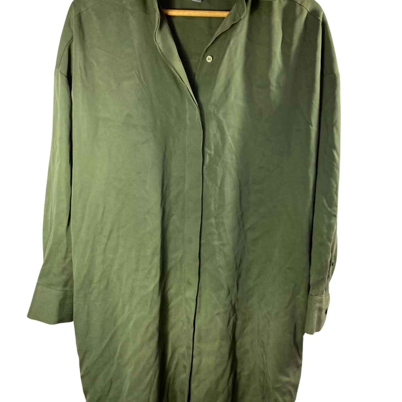 Cos Womens Size 6 Long Sleeve Button Up Mini Dress Green S